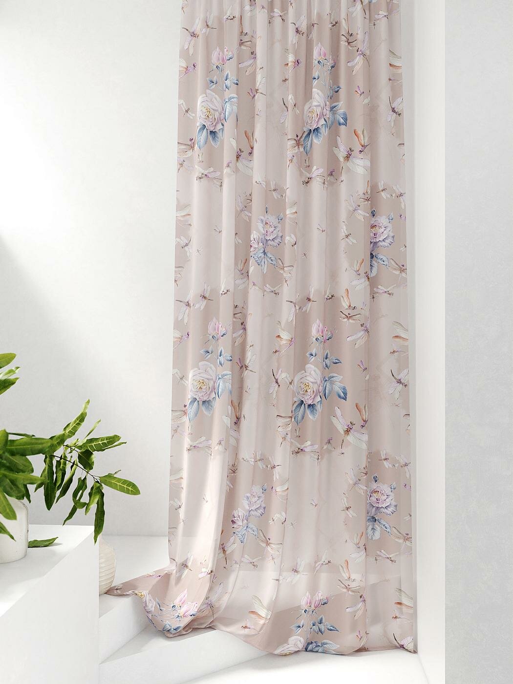 Штора для спальни и гостиной готовая 150x260 см с рисунком (589106-260)