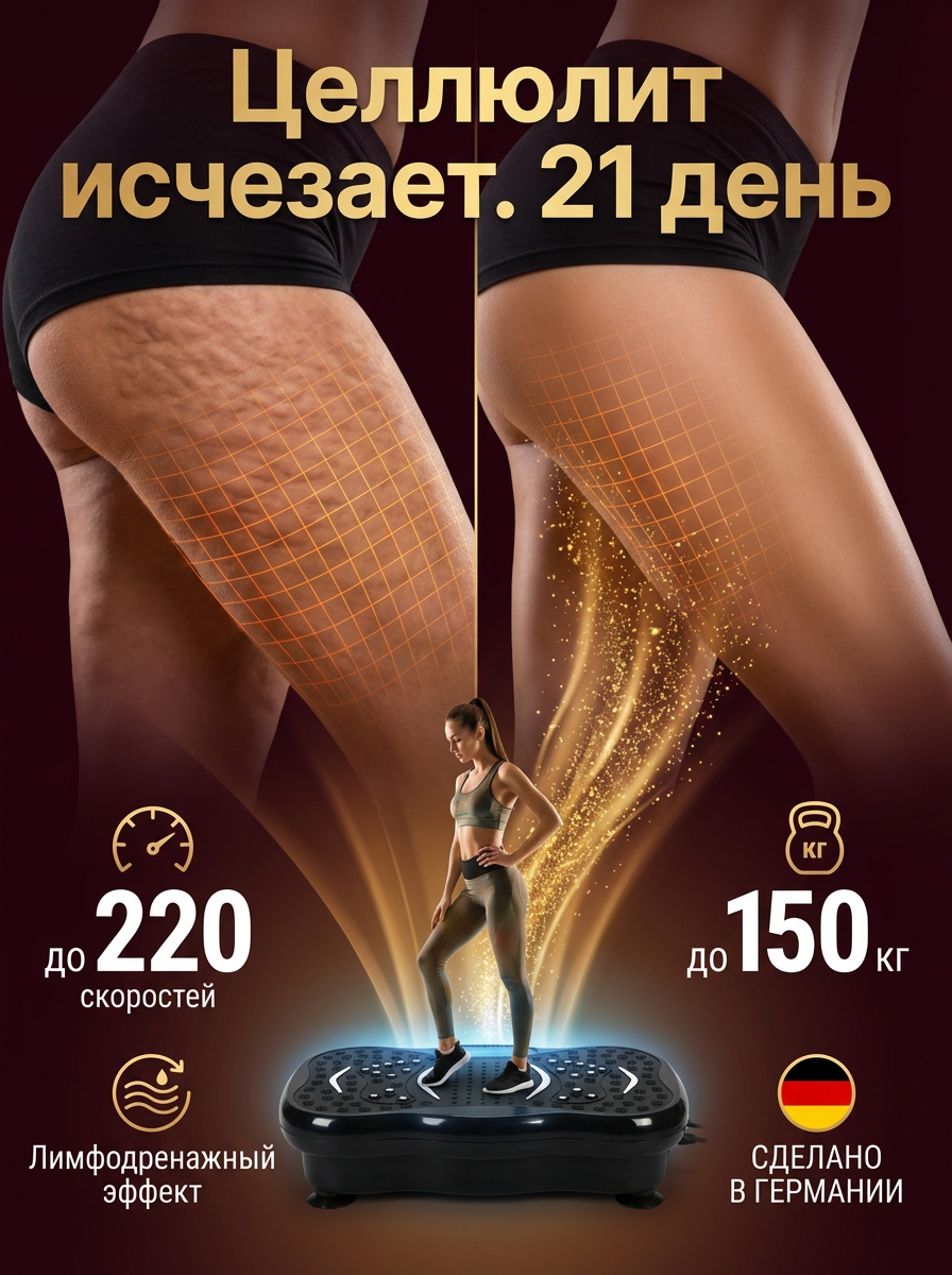 Виброплатформа для похудения 150 кг тренажер кардио степпер, пульт, чёрный, с Bluetooth