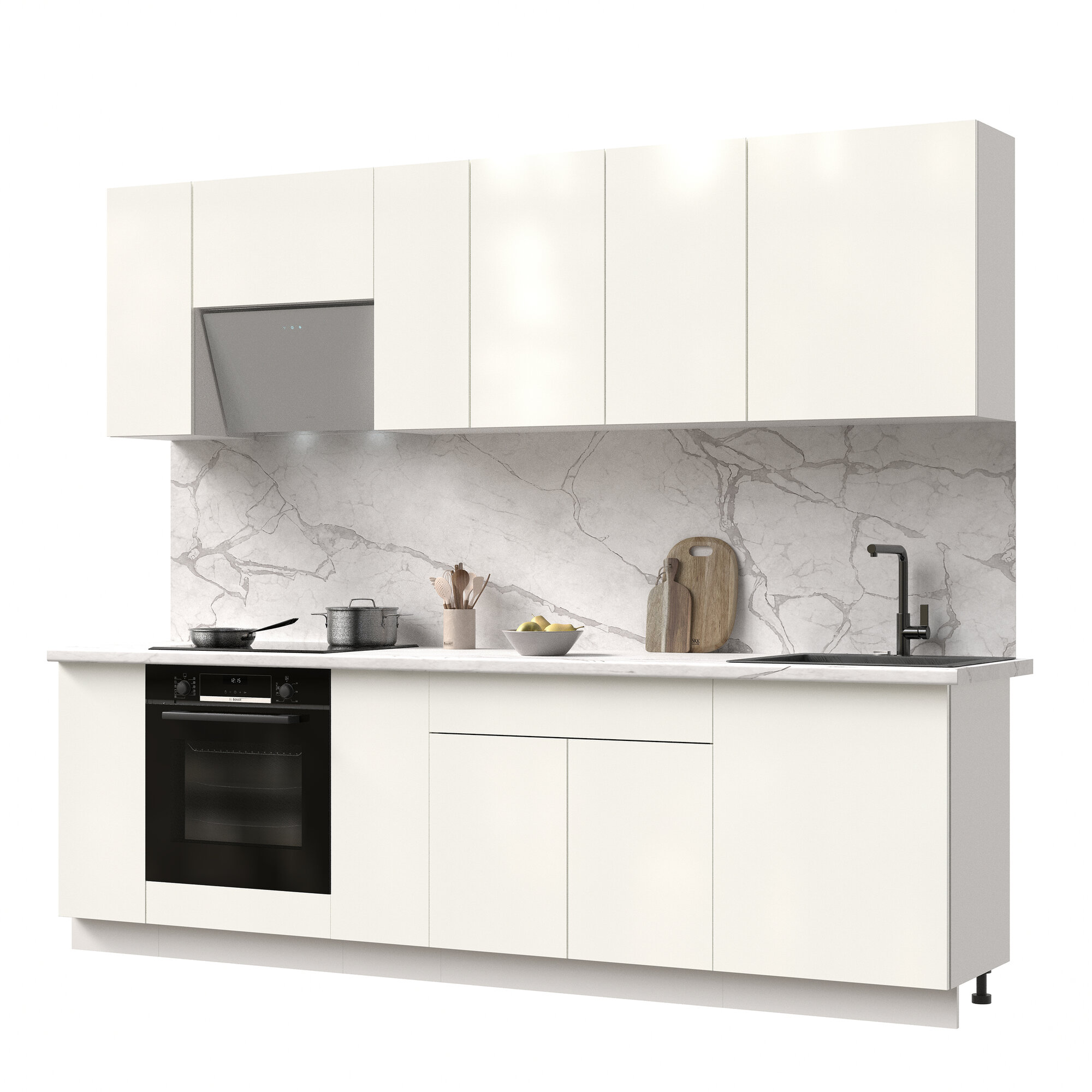 Кухонный гарнитур столешница 26мм Поэзия 260см Белый, Магнолия