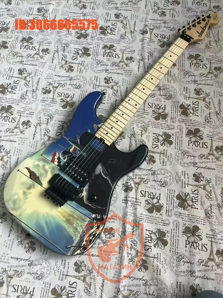 Электрогитара Ibz 7V / Jackson Персонализированный цветочный узор с водной печатью 6-струнная