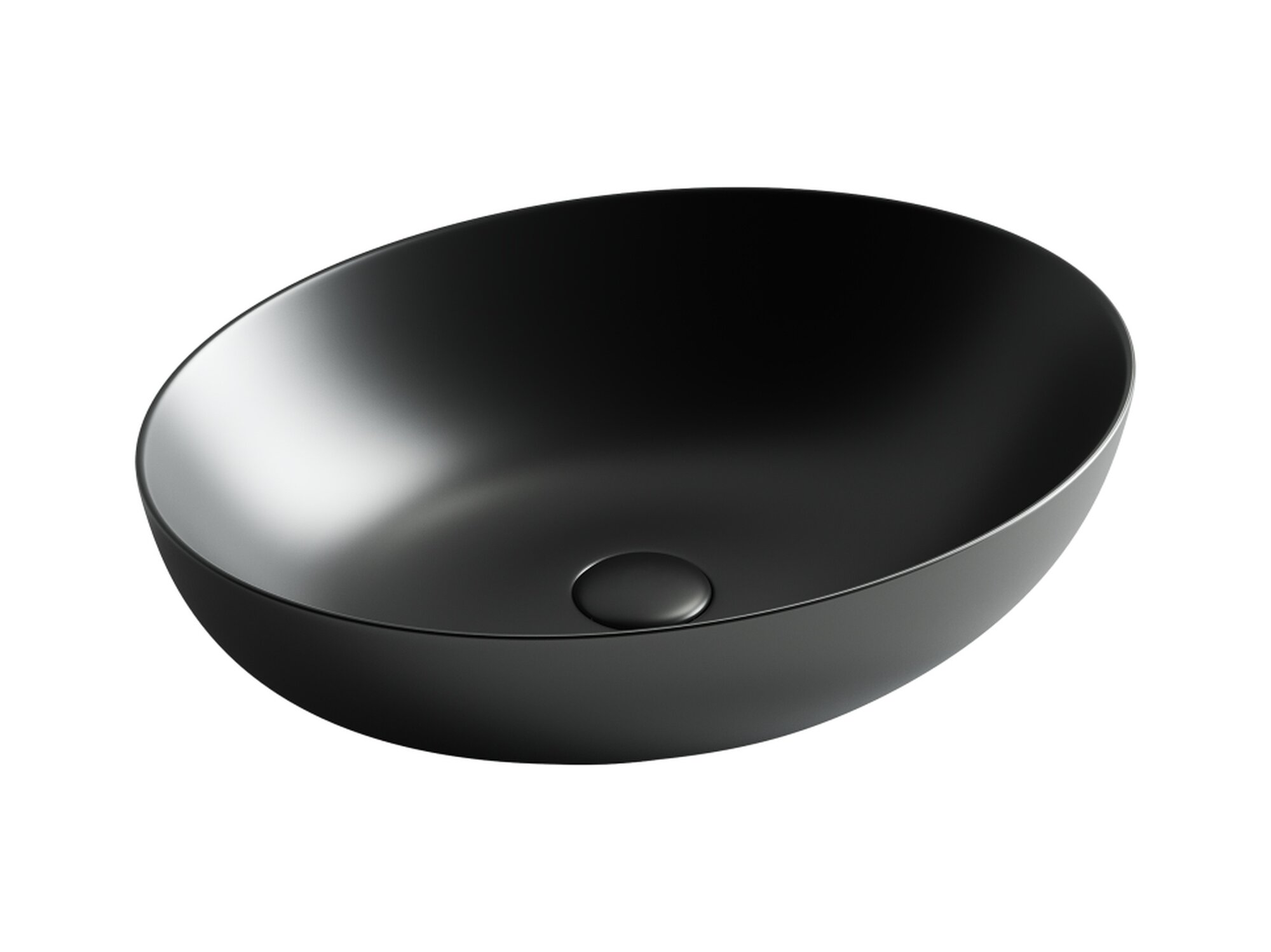 Умывальник чаша Ceramicanova Element CN6017MB, накладная, овальная, 520x395x130мм, цвет Черный Матовый
