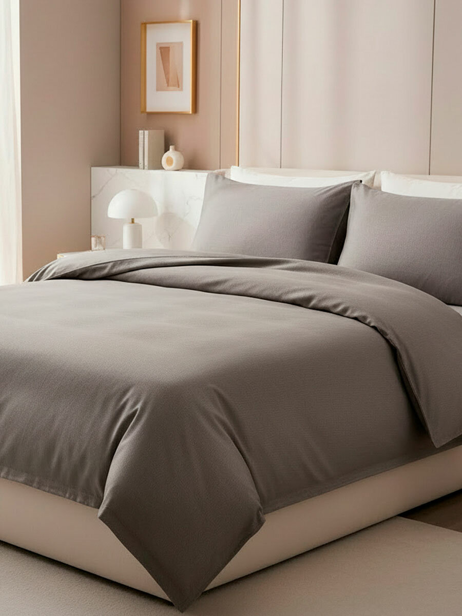 Постельное белье Lameirinho "Omsk", семейное, сатин, коричневый,