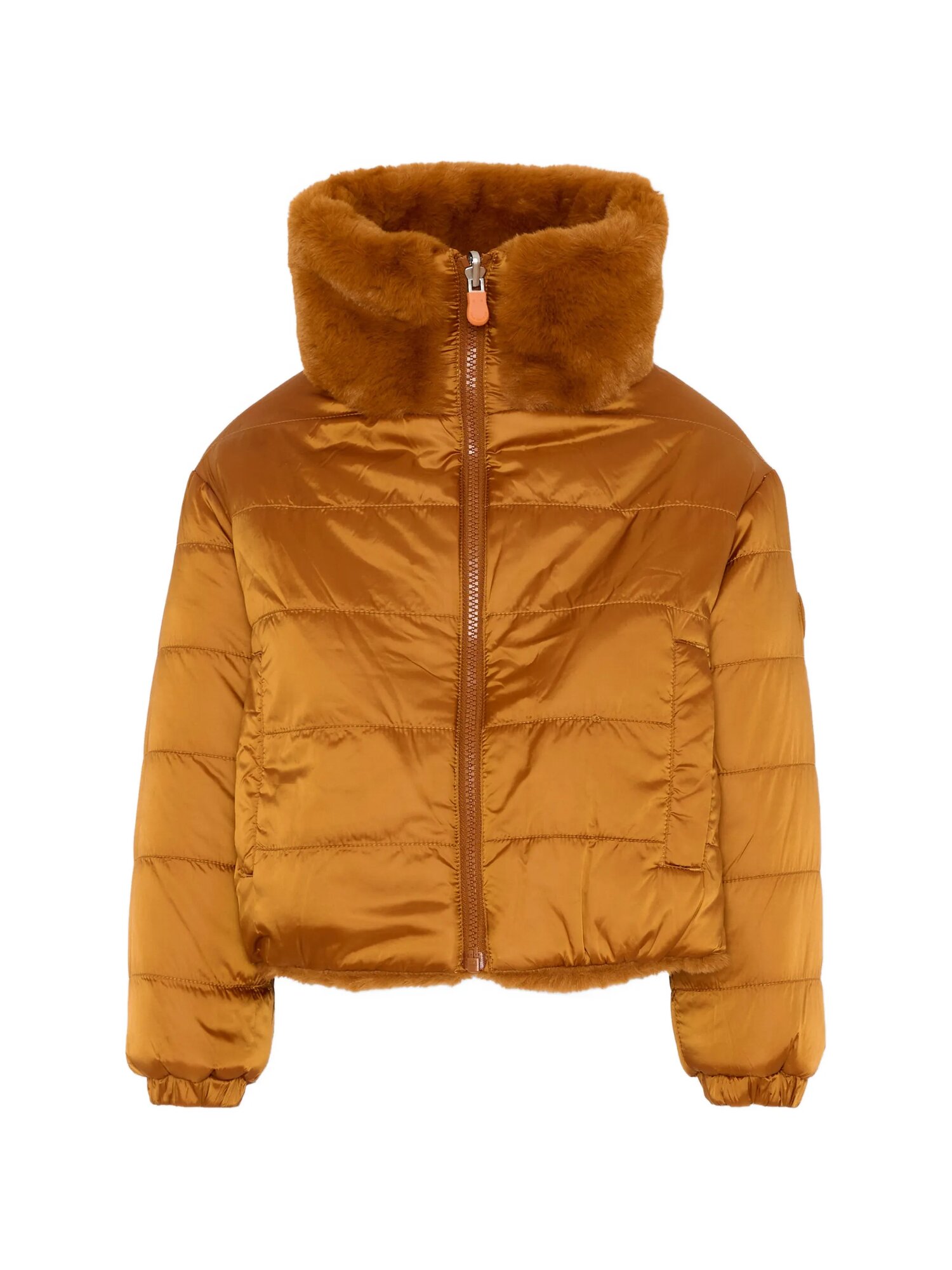 Куртка Save The Duck Faux fur zip jacket, размер 8 лет, коричневый/серый/оранжевый — фото 1