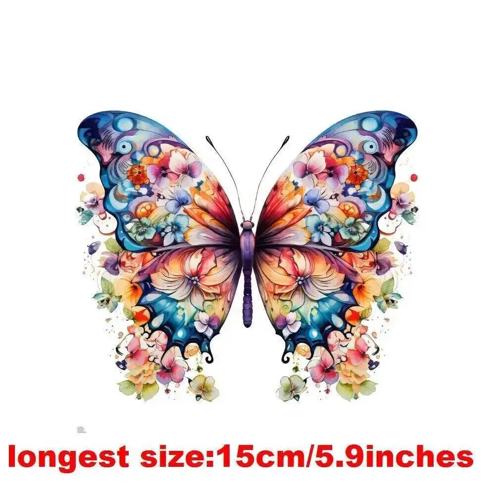 Детские переводные нашивки 15см цветок бабочка