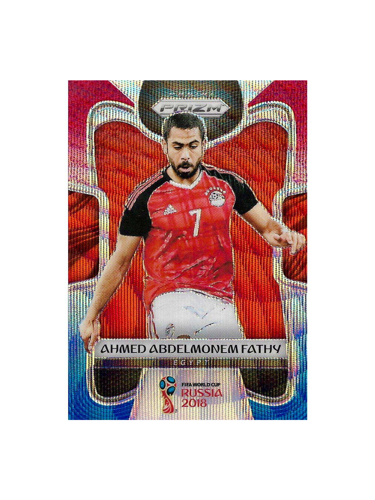 Коллекционная карточка Panini Prizm FIFA World Cup Russia 2018: #57 Ahmed Abdelmonem Fathy - Red Blue Wave