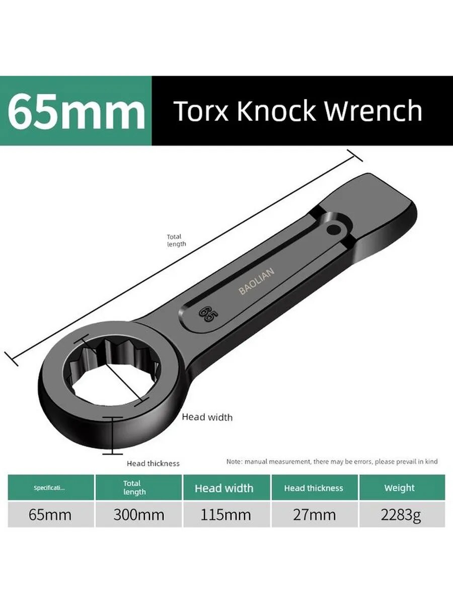 Торцовый ключ с выколоткой (65мм, для тяжелых работ)