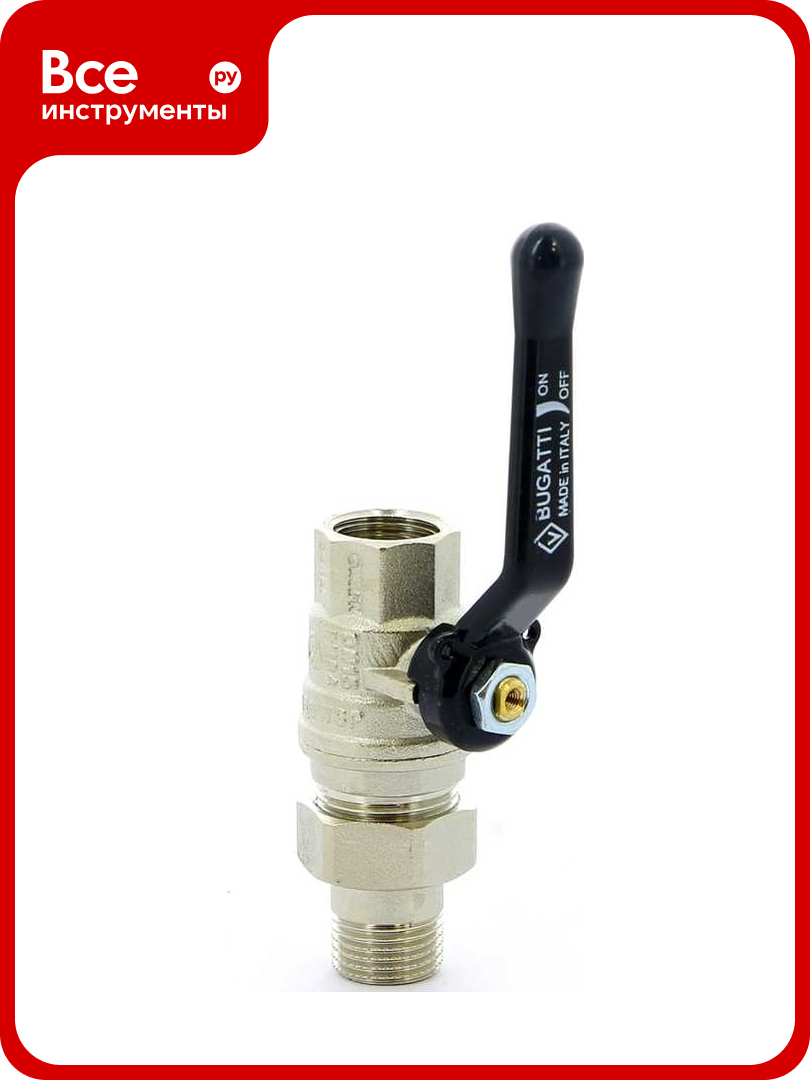 Кран шаровой BUGATTI Oregon 03200030 с полусгоном (ручка-рычаг алюминий)