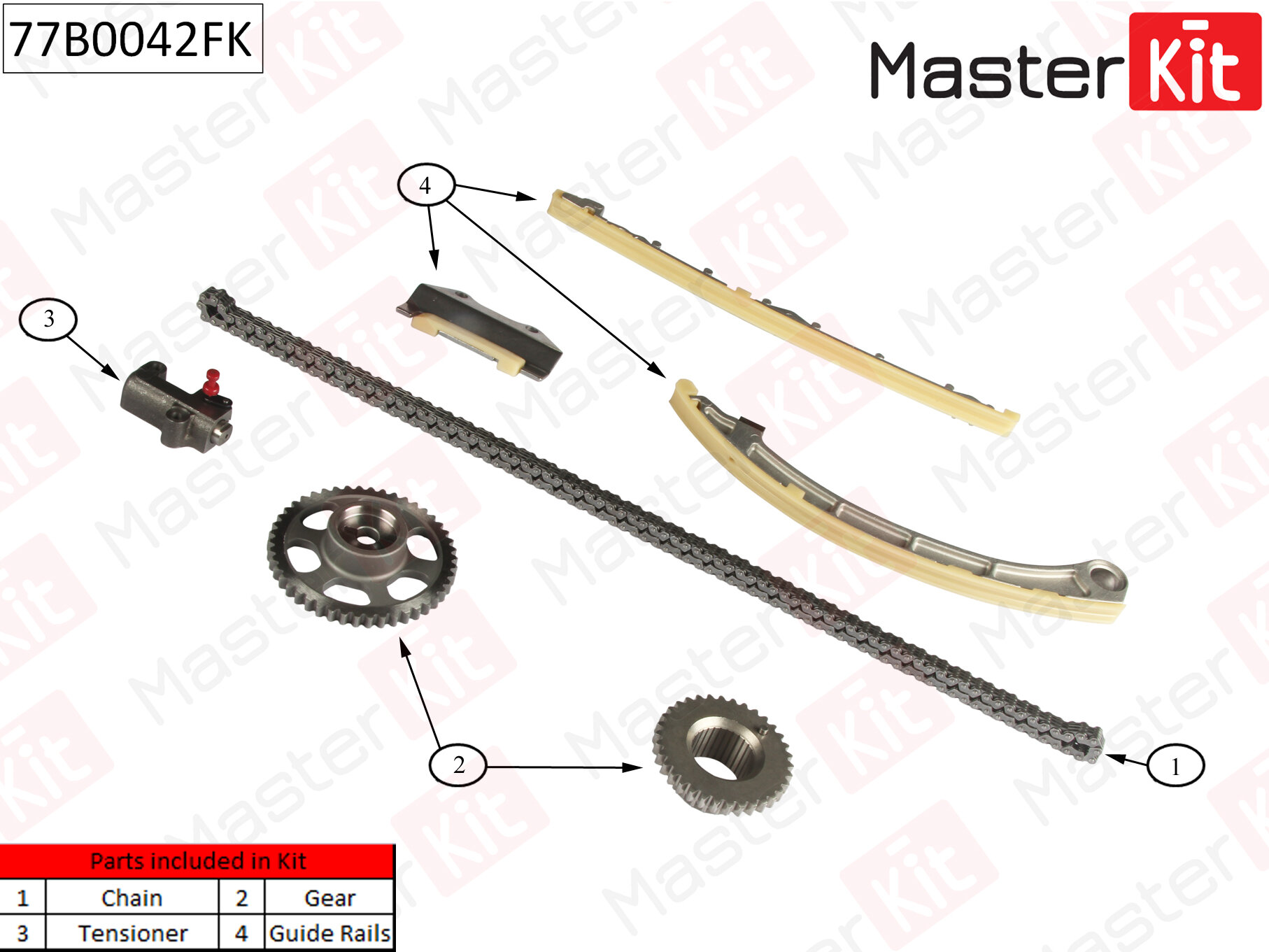 Комплект цепи ГРМ HONDA Accord 2.0 VTI-E 5AT K20Z4/K20A4 07- MasterKit 77B0042FK
