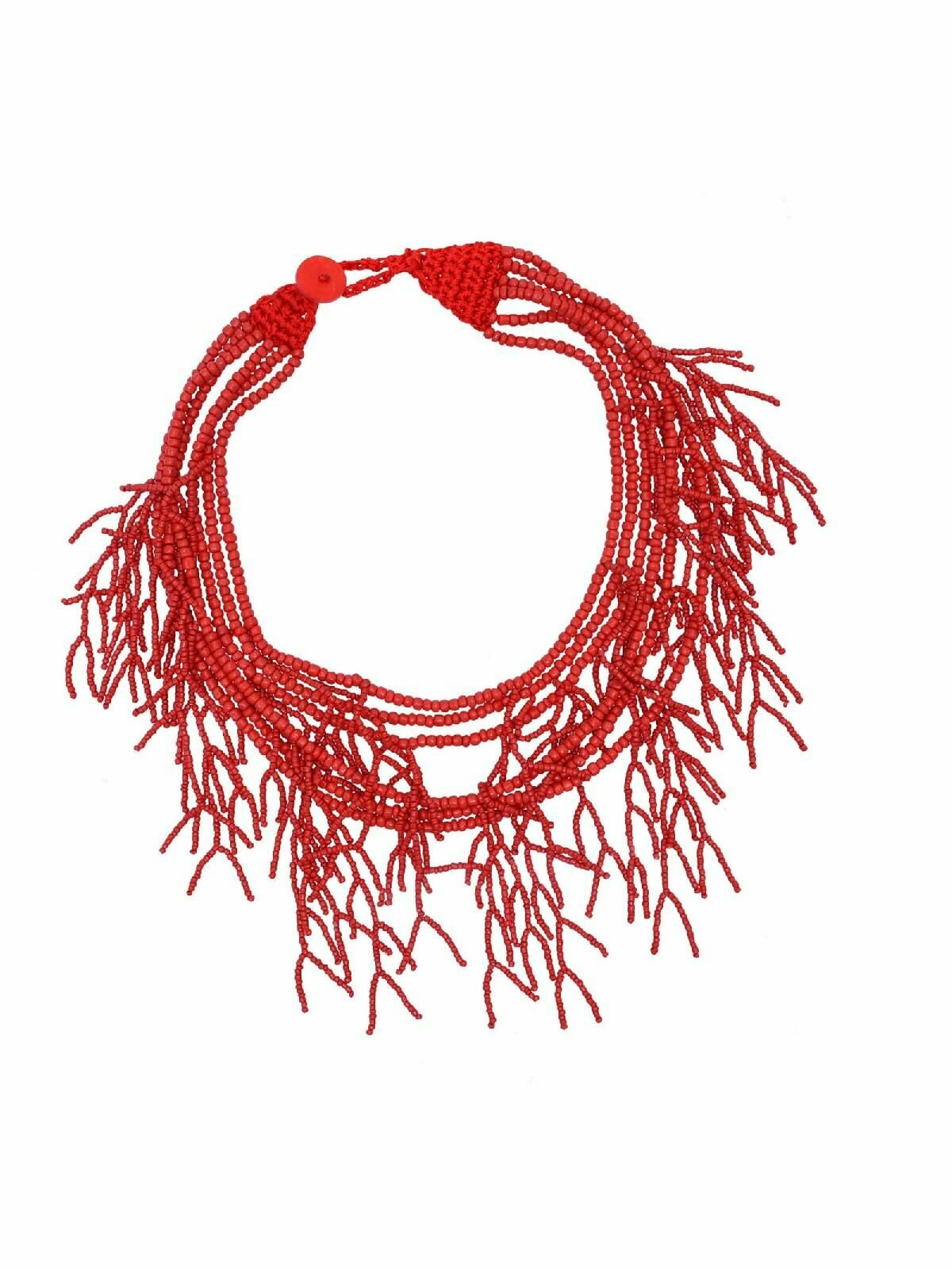 Элегантное колье с бусинами, красный