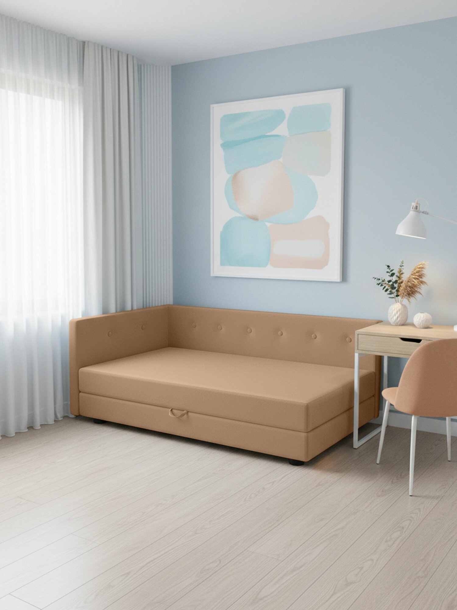 Тахта Лира Слева фокус- мебельная фабрика 150х210х76 см светло-коричневый