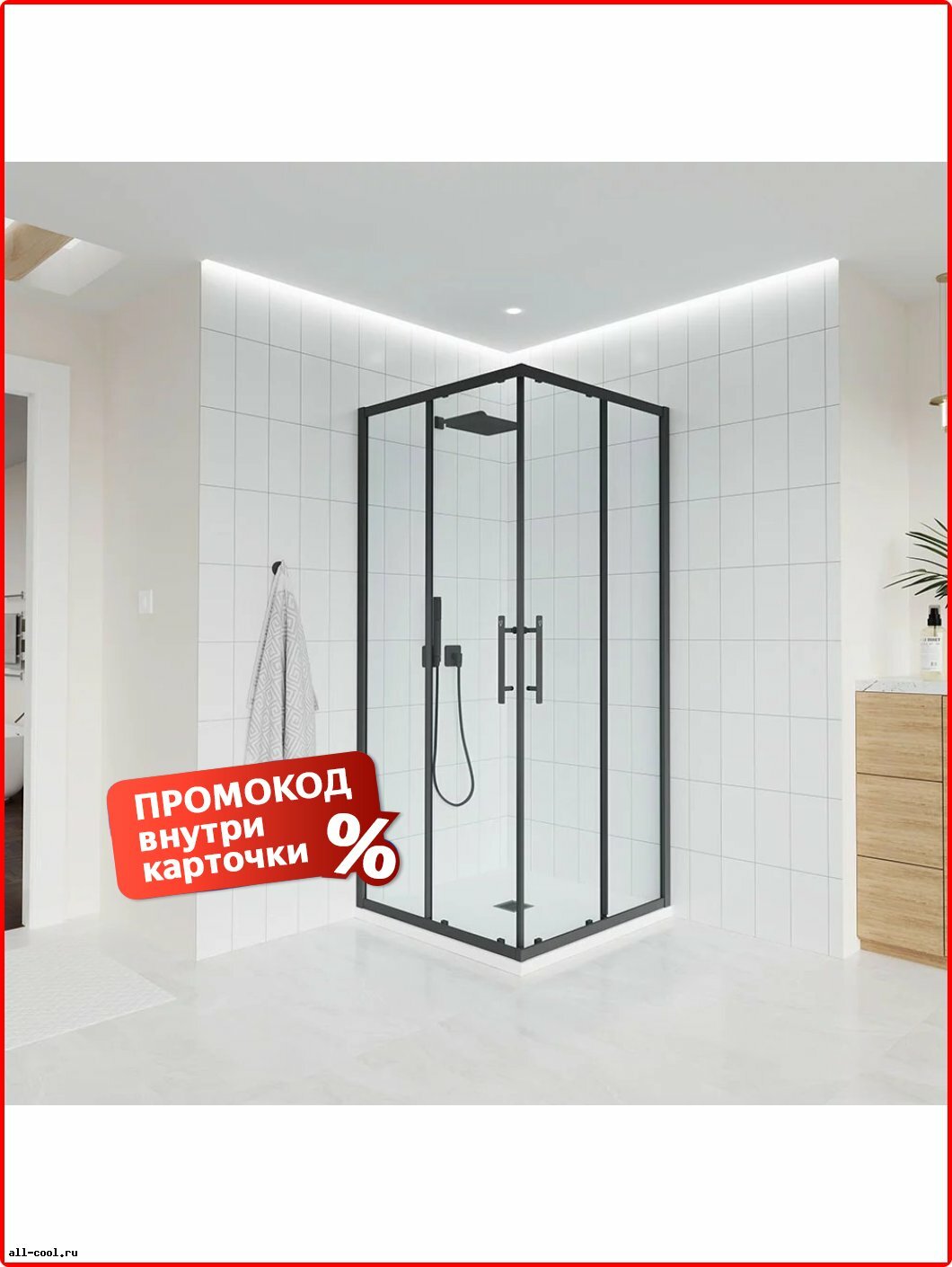 Душевой уголок Veconi Anna 120x90, прямоугольная, прозрачное, черный, раздвижные, без поддона в комплекте