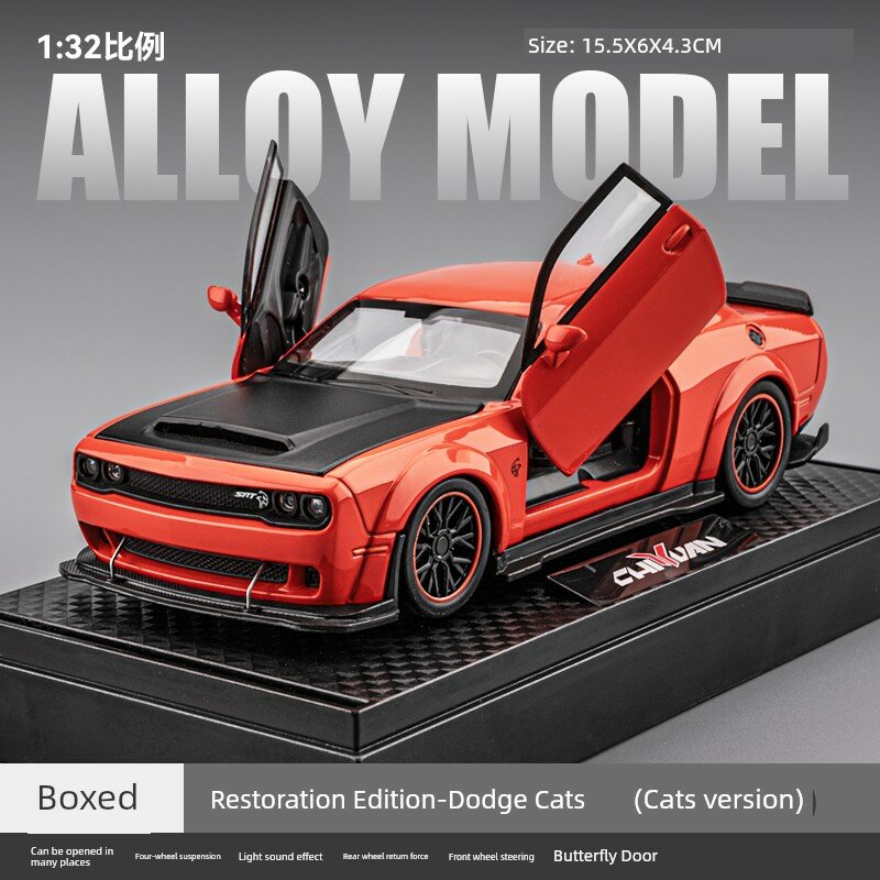 Модель автомобиля Dodge Hellcat модифицированная 1:32, оранжевая, подарок для мальчиков и коллекционеров
