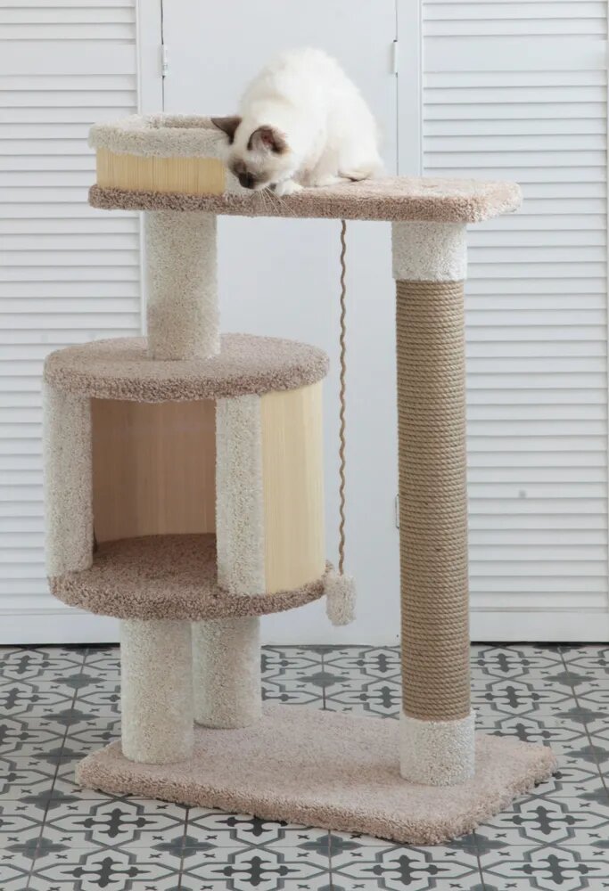 Домик для кошки Котомастер "Лотос", капучино/ваниль