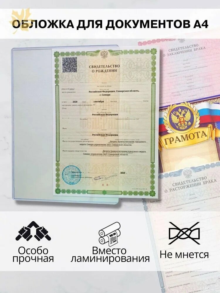 Файл A4 (21 × 29.7 см) 1 шт, 300 мкм