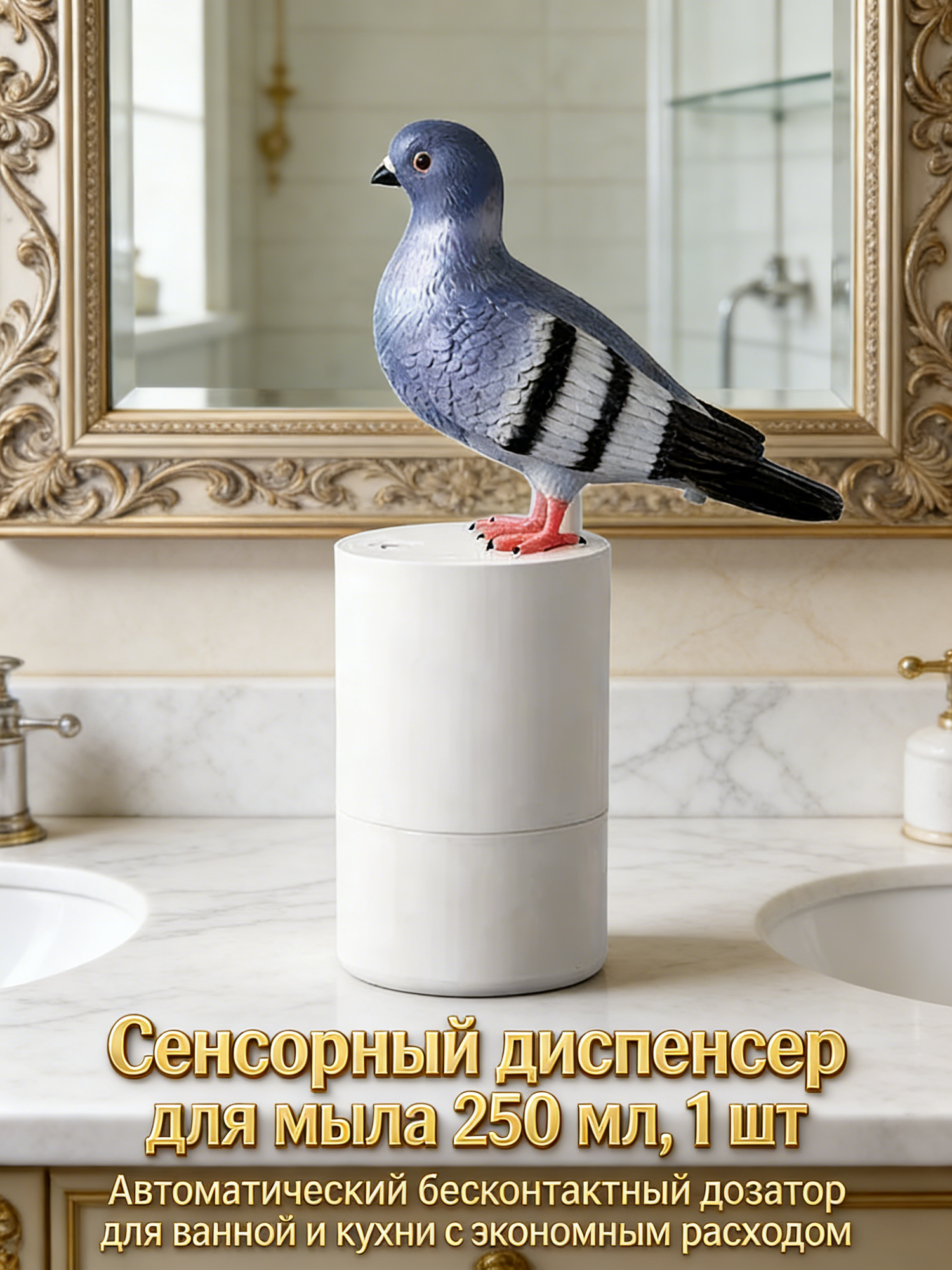 Сенсорный диспенсер для мыла: Автоматический бесконтактный дозатор для ванной и кухни с экономным расходом 250 мл, 1 шт