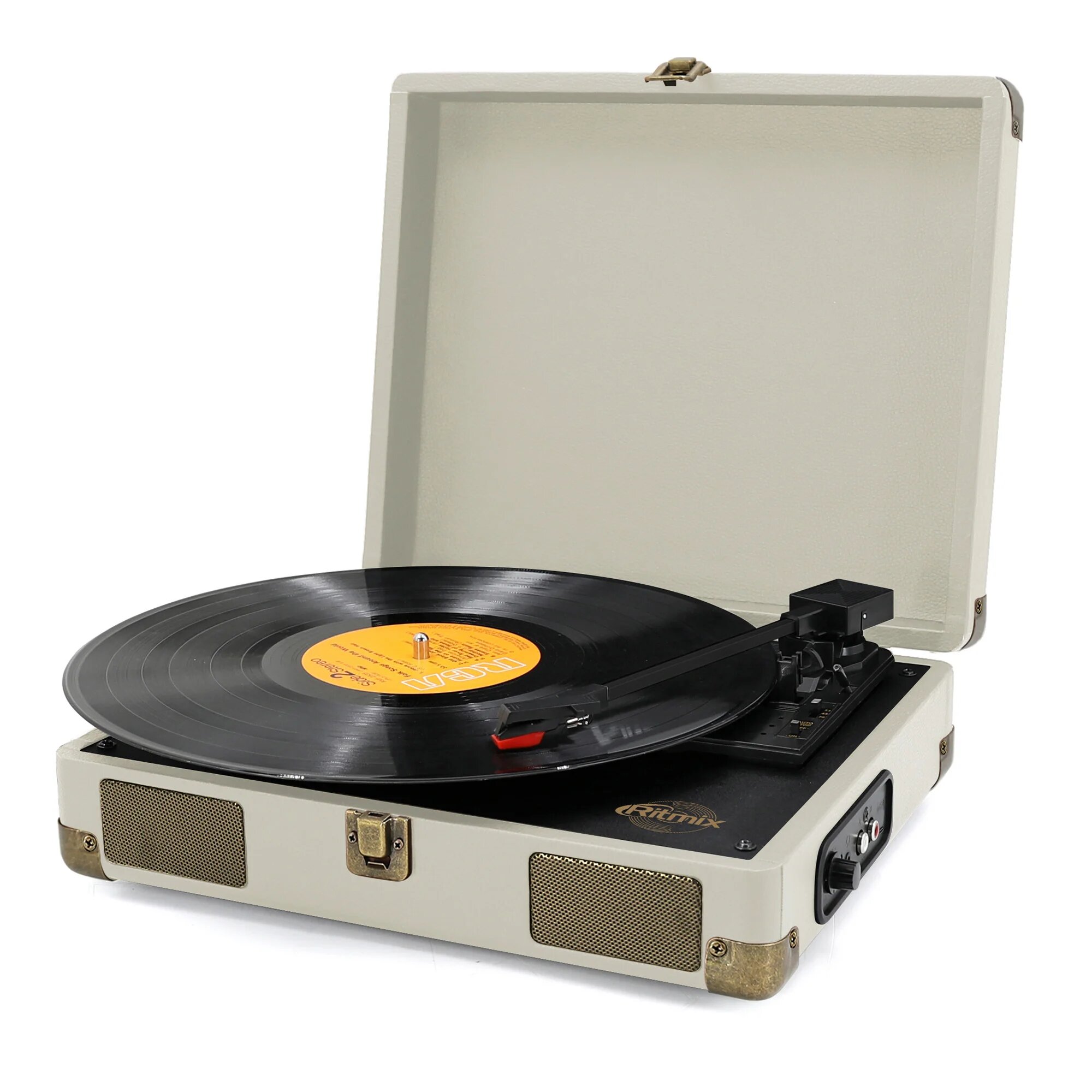 Виниловый проигрыватель Ritmix LP-100, встроенный фонокорректор, USB Type-C, кремовый
