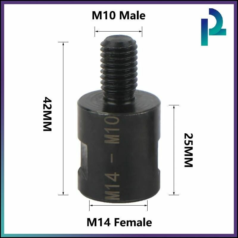Переходник адаптер с М14 на М10 для ушм болгарки на рабочий шпиндель