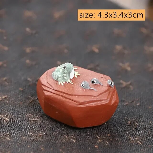 Китайская фиолетовая глиняная фигурка чайного питомца, ручная работа, модель лотоса и арбуза, скульптура, украшения для чайного сервиза, декоративные элементы для чайного сервиза.