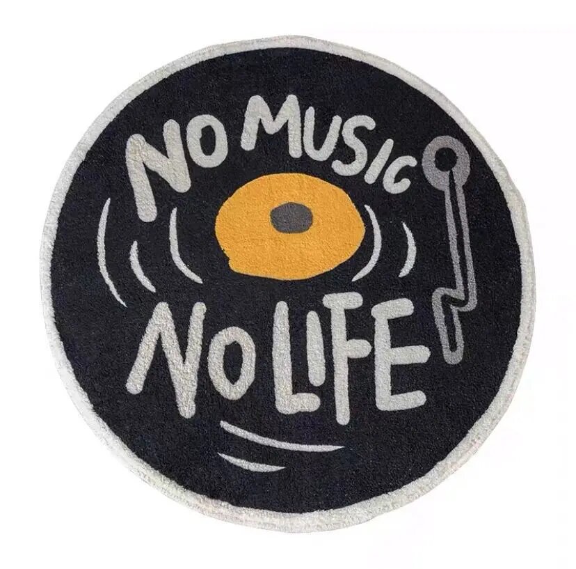 Коврик круглый "No Music No Life", полиэстер, цвет 01
