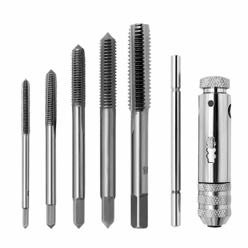 Регулируемый Храповой Метчик С Т-Образной Ручкой, Резьбонарезной Ключ для Ручного Станка, Инструмент для Нарезания Храповых Винтов, Резьбонарезной Инструмент