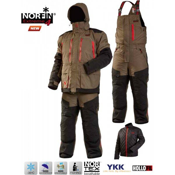 Костюм зимний NORFIN EXTREME 4, размер S (44-46/171-173) / Костюм для зимней рыбалки Норфин Экстрим 4
