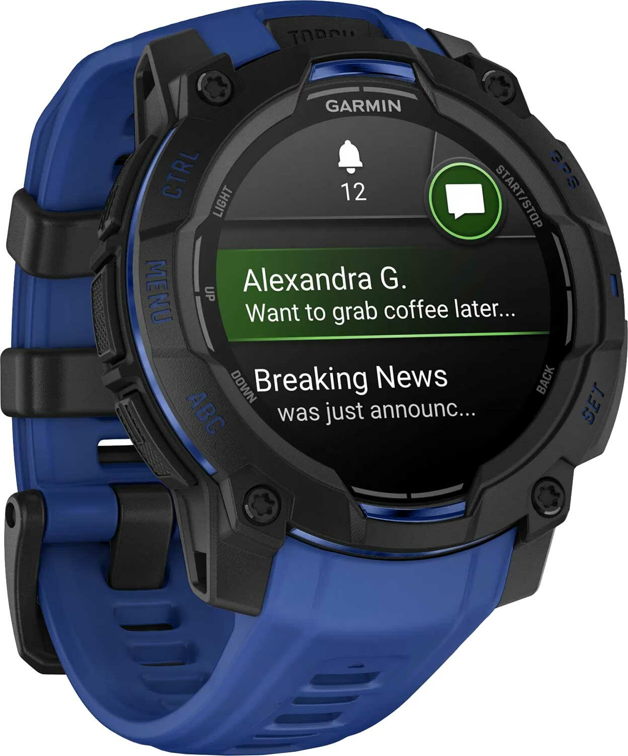 Умные смарт-часы Garmin Instinct 3 45 Black with Bolt Blue/Black Band 010-02936-03