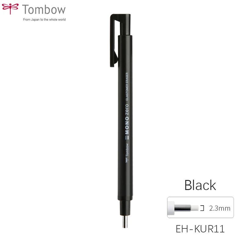 Tombow MONO Zero Eraser Плоский ластик Черный, Round head Black