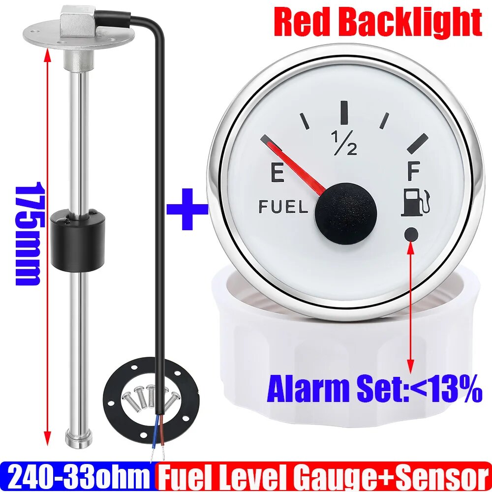 Указатель 52 мм Датчик уровня топлива со вспышкой Сигнализация 240-33 Ом Датчик 175mm SensorXGauge
