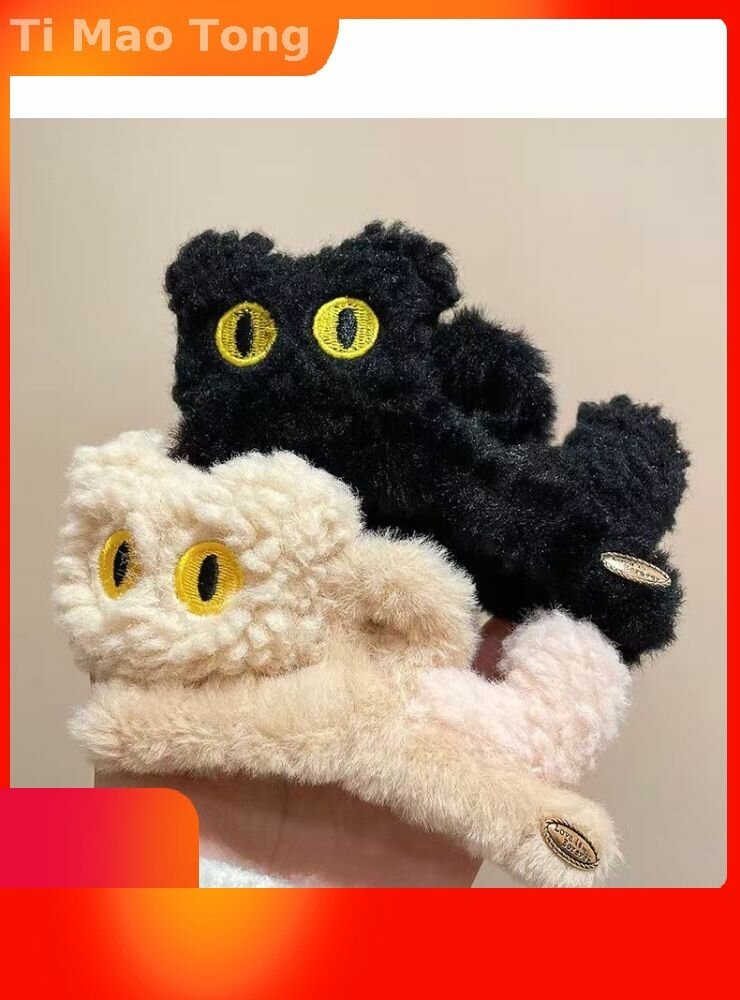 Заколка краб для волос женская, крабик кот,-