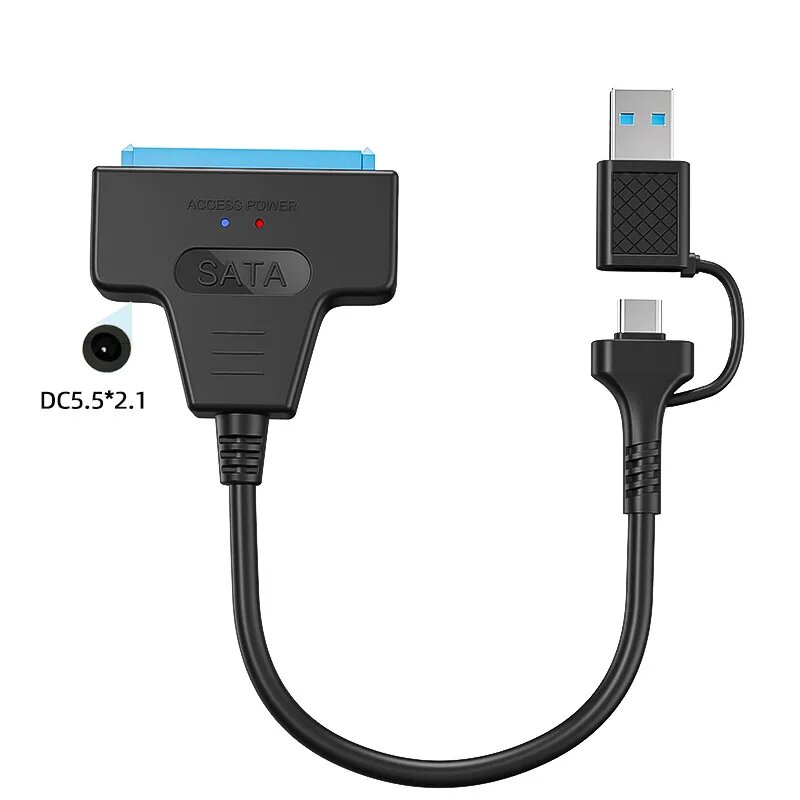Адаптер SATA USB 3.0/Type-C для HDD/SSD, без блока питания