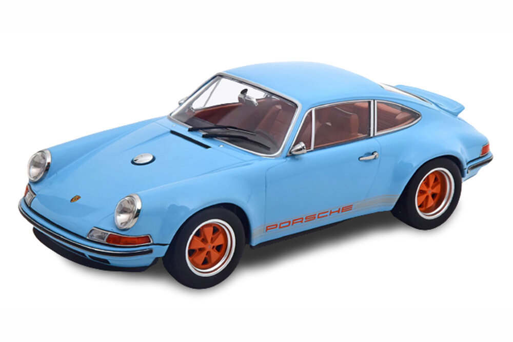 Модель коллекционная KK-SCALE Porsche singer 911 coupe light blue orange limited edition 1000 pcs