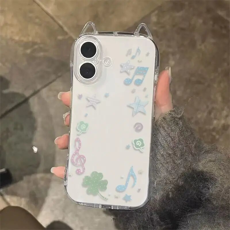 Чехол для iPhone 13 Pro с кошачьими ушками и клевером