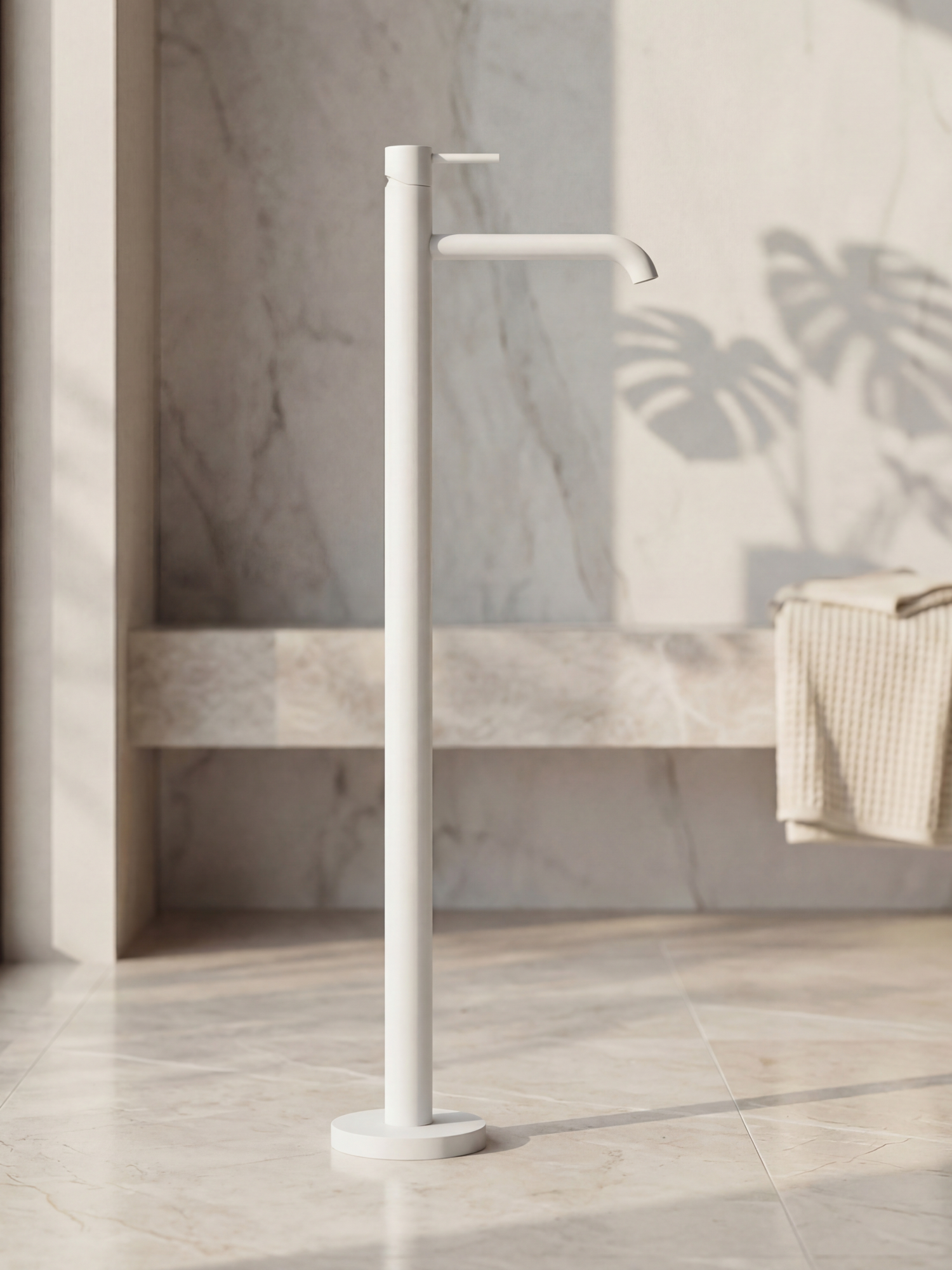 Смеситель для раковины в ванную напольный высокий AltroBagno, белый матовый