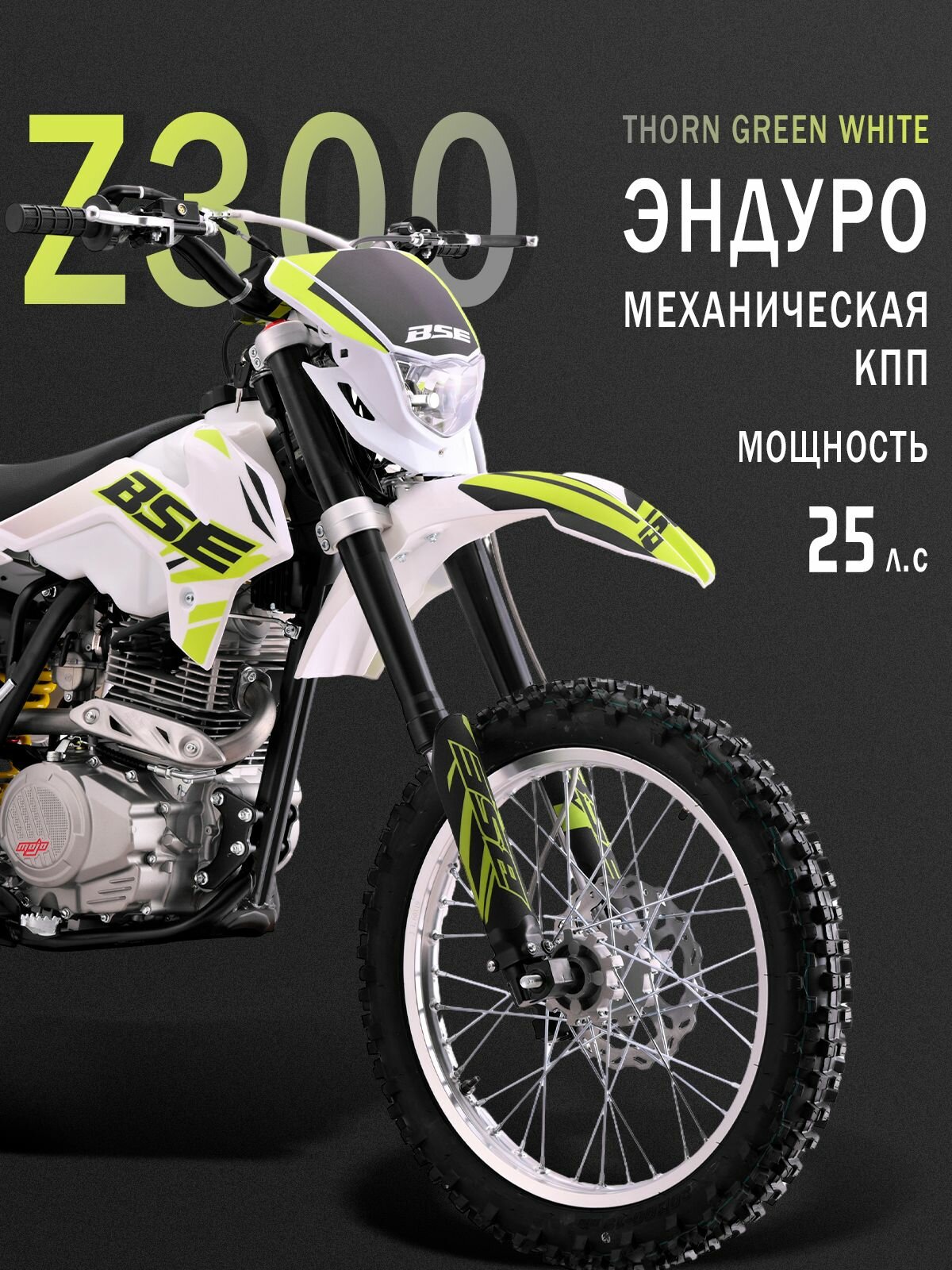 Эндуро / кроссовый мотоцикл BSE Z3.00 19/16 Thorn Green/White