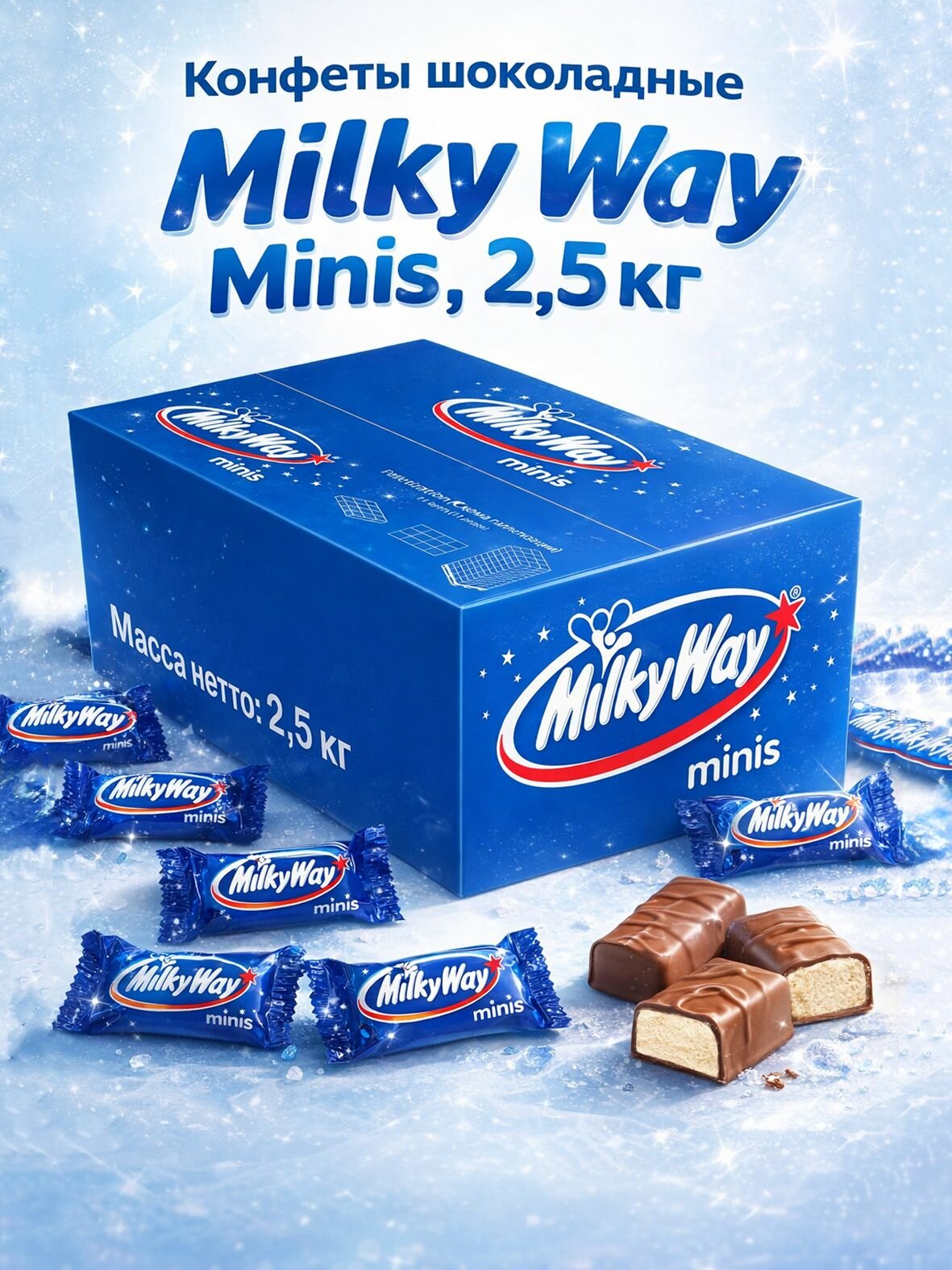 Конфеты шоколадные Milky Way Minis, 200 шт