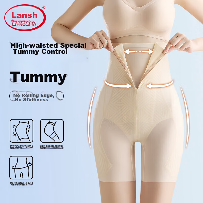 Langsha Tummy Control Shapewear for Women, High-Waisted Thin Shaping Pants, Postpartum Body Shaper, Waist Slimmer, Butt Lifter, Seamless Safety Shorts