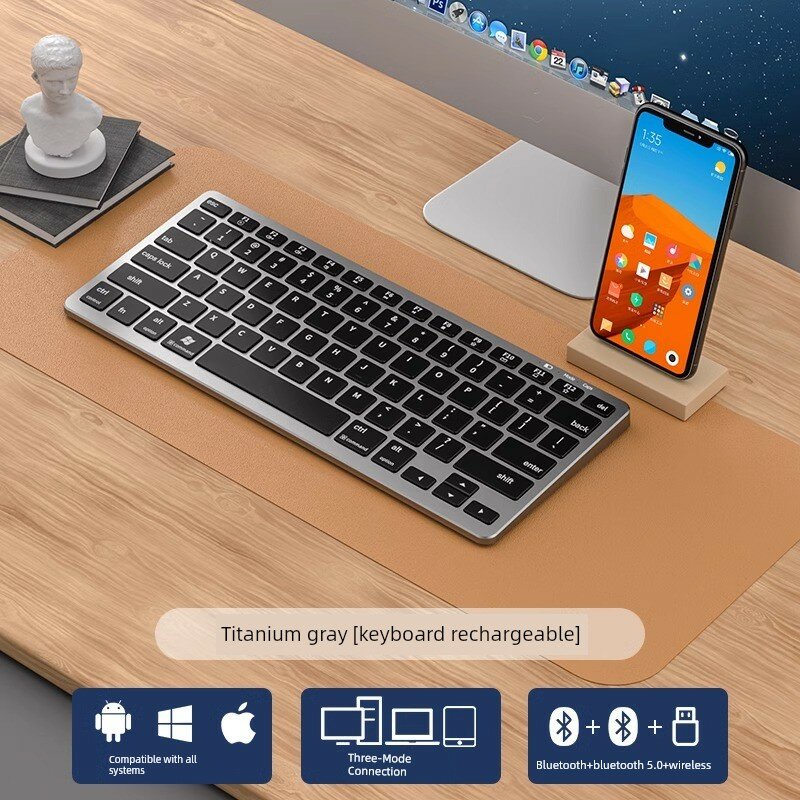 Немецкая беспроводная трехрежимная клавиатура и мышь Bluetooth с бесшумной зарядкой для ноутбука, офиса, iPad, планшета