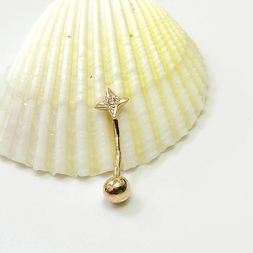 Пирсинг в бровь, красное золото, 585 проба