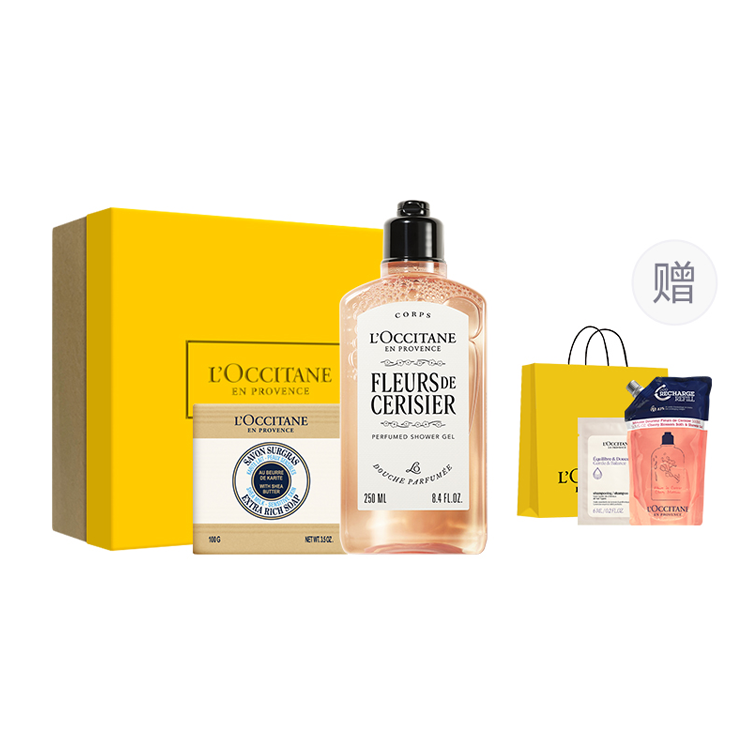 Набор ухода за телом унисекс LOCCITANE гель для душа с мылом аромат Цветы вишни, 2 шт + 3 пробника, 1460786902
