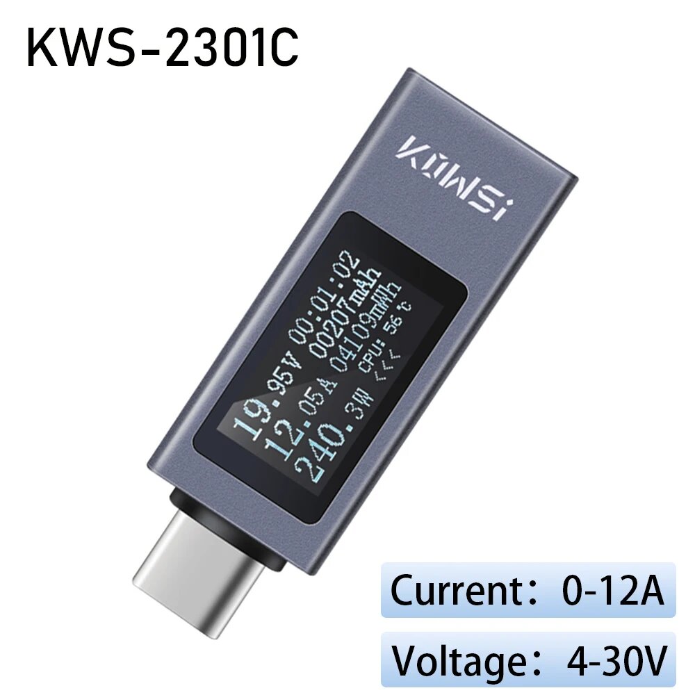 Тестер зарядки Type-C KWS-2301C 4-30В 0-12А