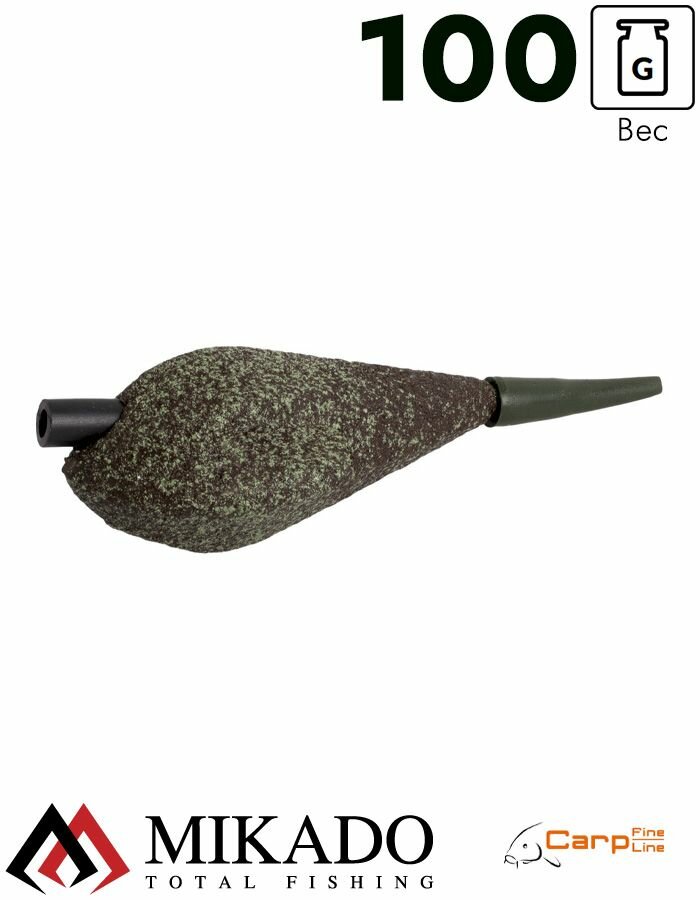 Грузило карповое Mikado асимметричное (тёмно-зелёный) 22G 100 г.