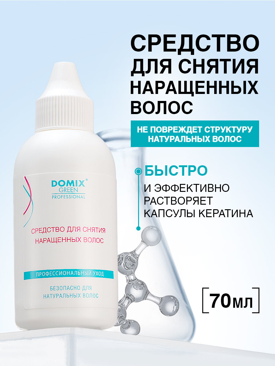 Domix Green Professional Профессиональное средство для снятия волос, наращенных на кератиновых капсулах 70 мл