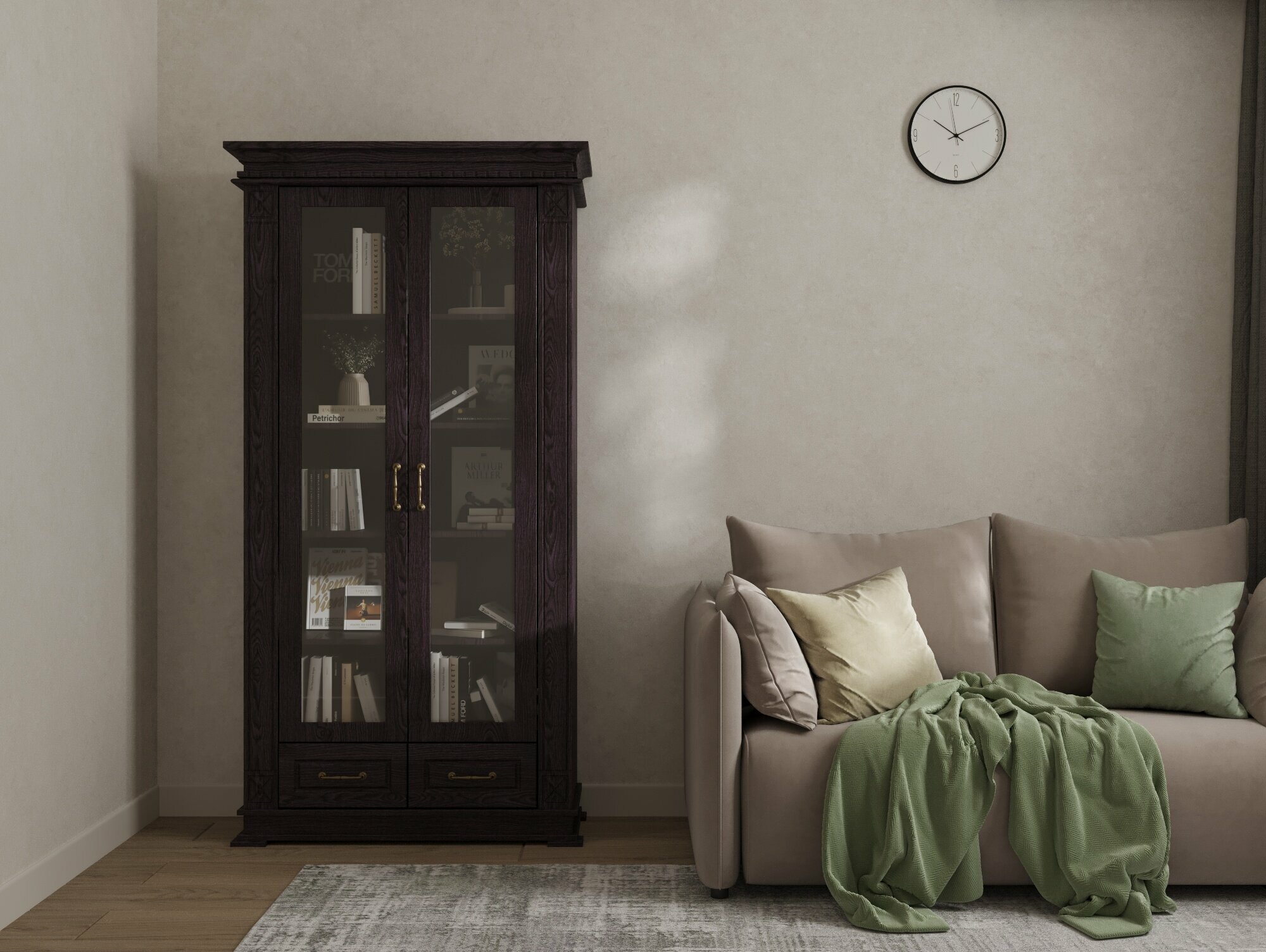 Шкаф книжный Библиотека Верди Premium 035, 100х40х200 см, , венге 3.