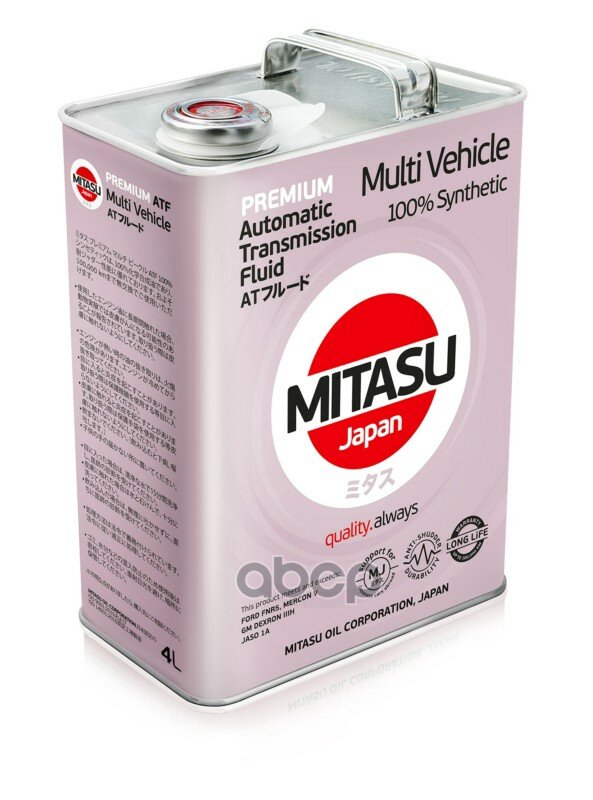 MITASU 4L PREMIUM MV ATF масло трансмисионное DEXRON IIIH LT71141 MOPAR AS68RC MERCON V шт. MITASU арт. MJ-328-4