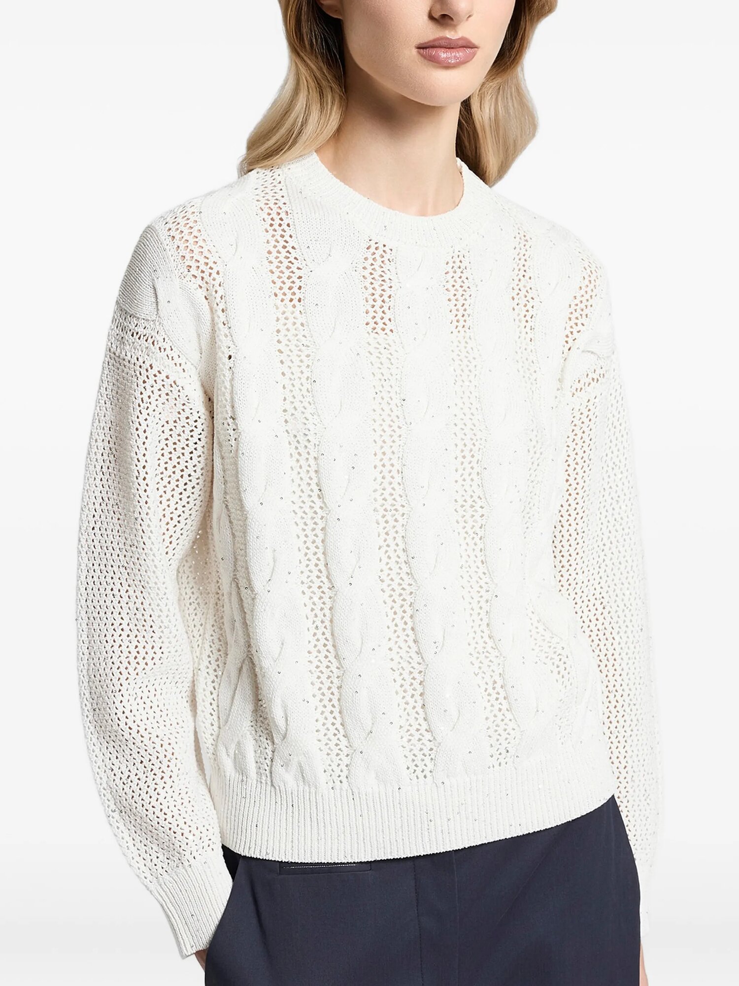 Свитер PESERICO Sequinned cable-knit sweater, размер 46, , разноцветный — фото 1