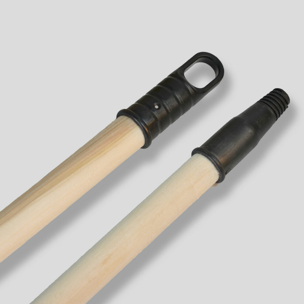 Черенок березовый с евронаконечником, деревянный, для лопаты и грабель, прочный, с резьбой