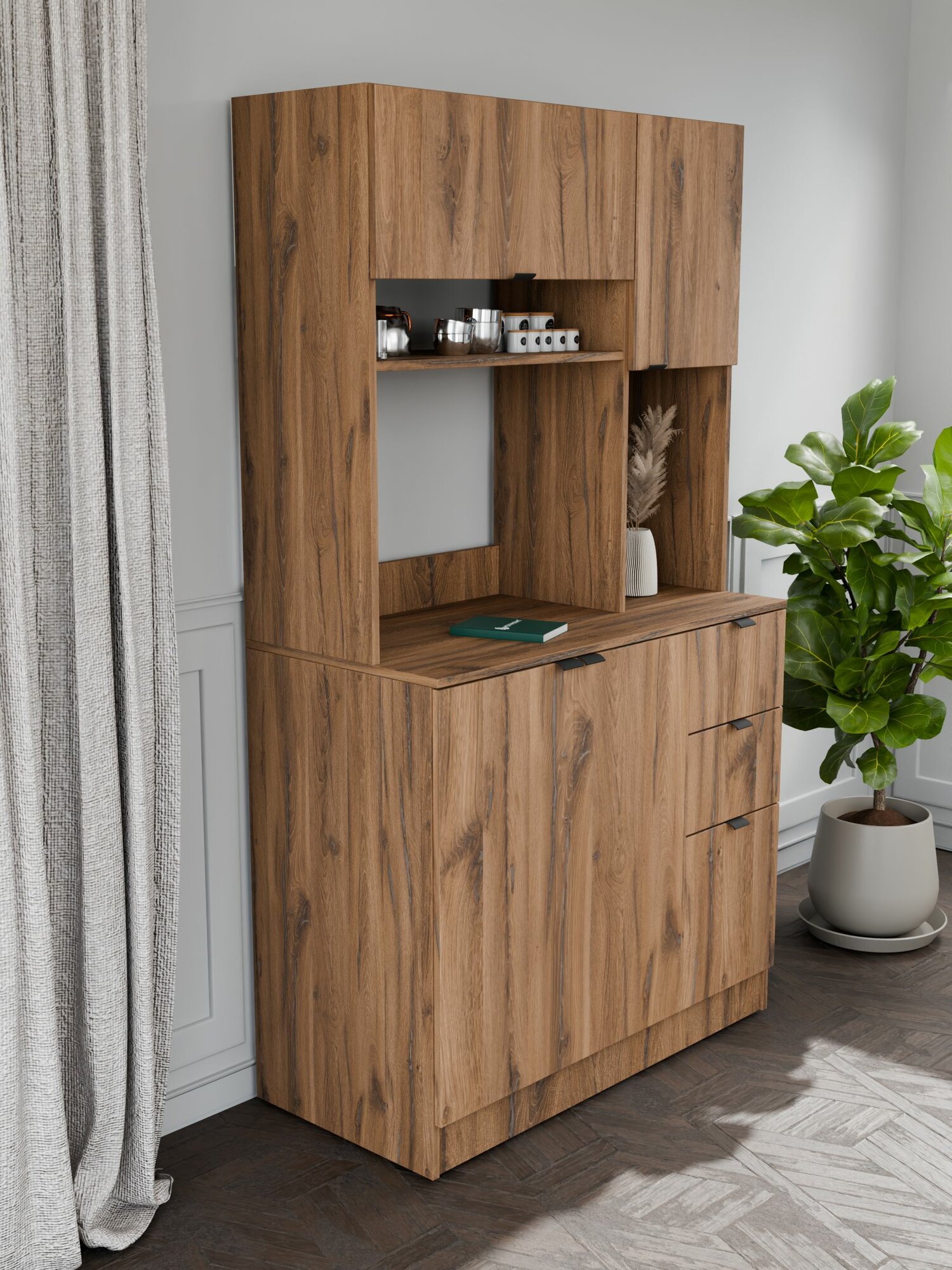 Изумлит Буфет Вилладж 100*180*48.4 см (ШхВхГ), дуб крафт табачный