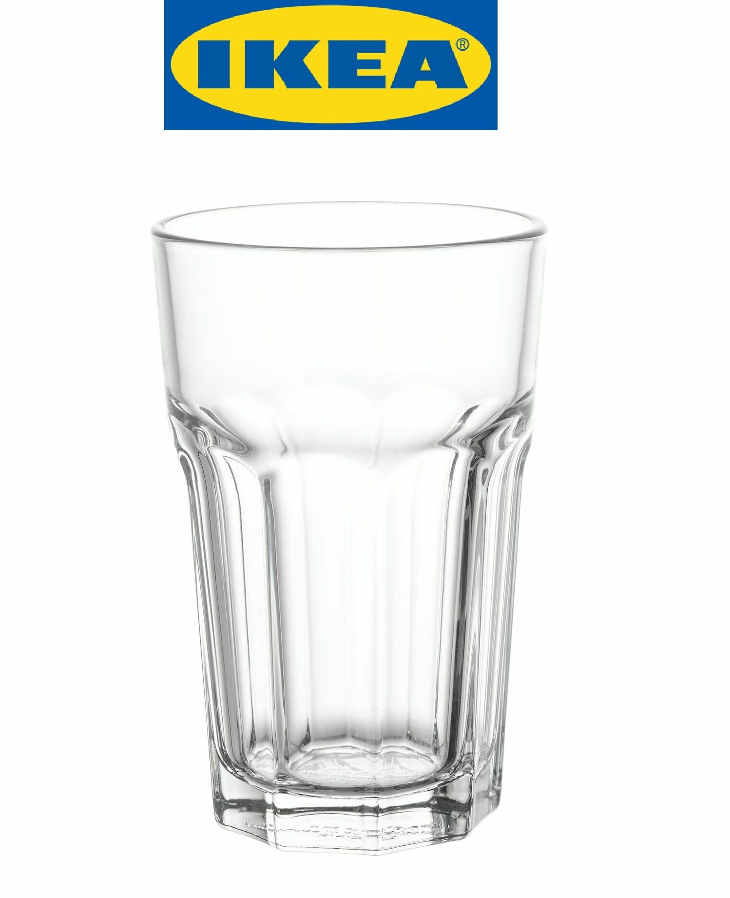 Стакан гранёный из жаропрочного стекла IKEA POKAL икеа покал, 350 мл, прозрачный