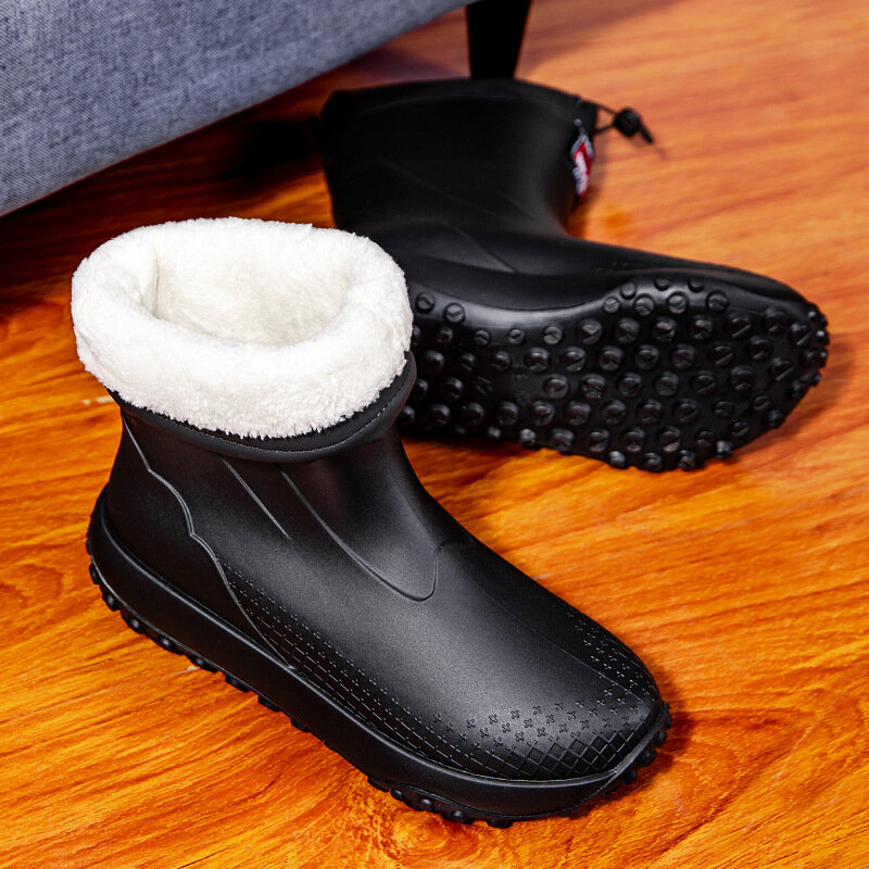 Резиновые сапоги средней или низкой высоты для активного отдыха, зимние мужские, взрослые, для родителей и детей, парные рабочие водонепроницаемые сапоги, женские и детские теплые резиновые сапоги. Размер обуви. EU:44