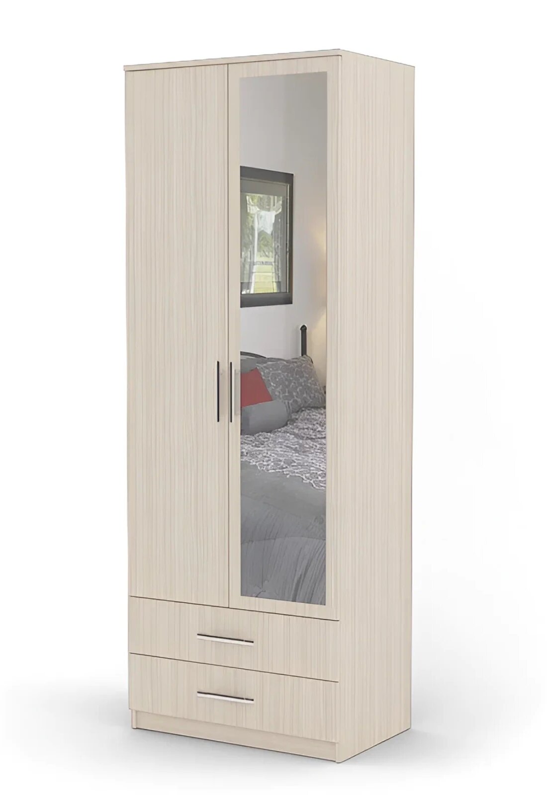 Шкаф для одежды Дуэт с зеркалом распашной 60х60х240 см Вяз бежевый